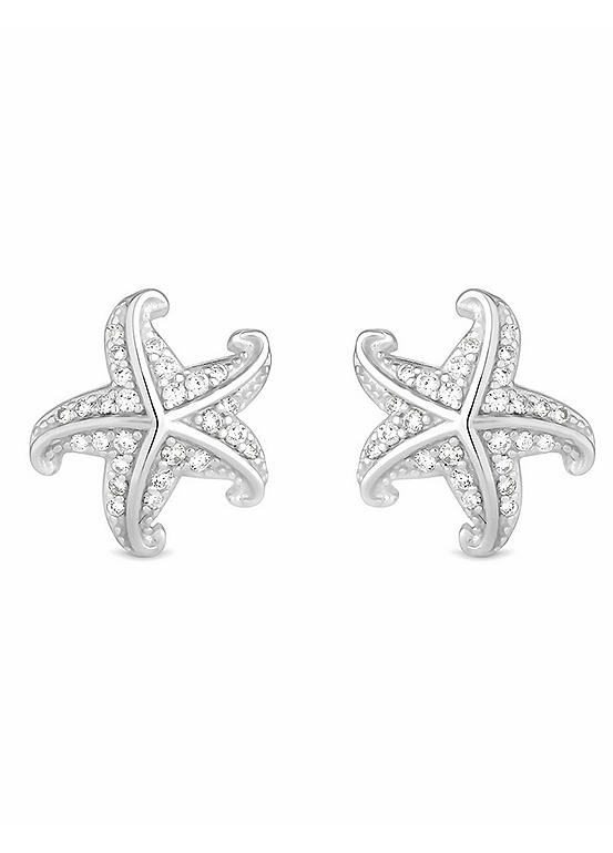Simply Silver Recycled Sterling Silver 925 Starfish Stud Earrings ...