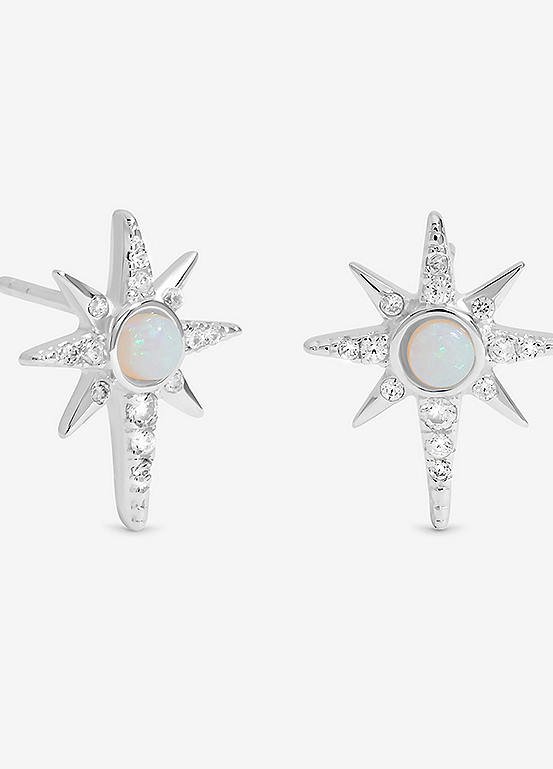 Simply Silver Sterling Silver 925 Celestial Opal Stud Earrings | Freemans