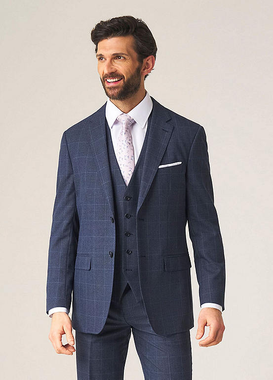 Skopes Anello Blue Check Tailored Fit Suit Jacket | Freemans