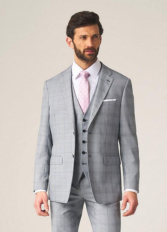 Skopes Anello Grey Check Tailored Fit Suit Jacket | Freemans