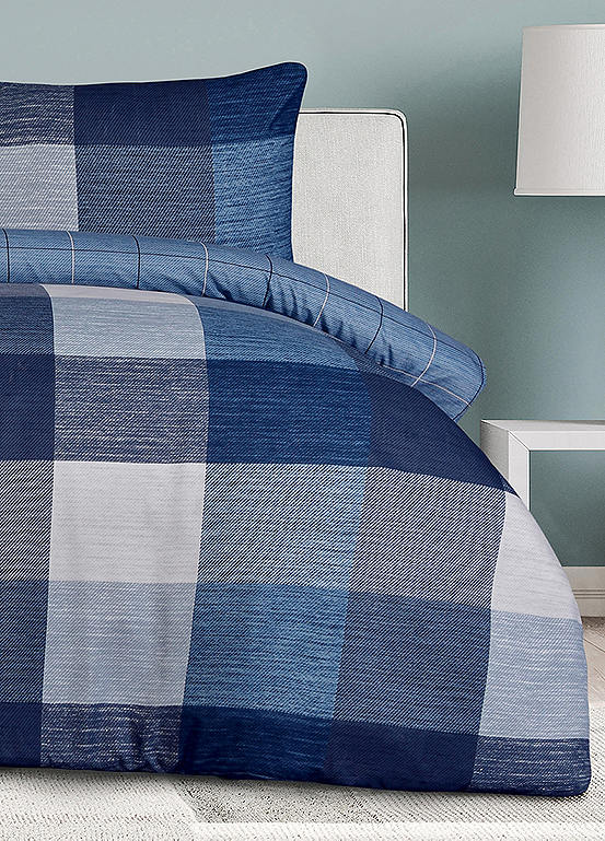 Sleepdown Blue Block Check Duvet Cover Set | Freemans