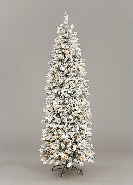 Snowtime 5ft - 7ft Pre-Lit Snowshoe Slim Artificial Christmas Tree ...