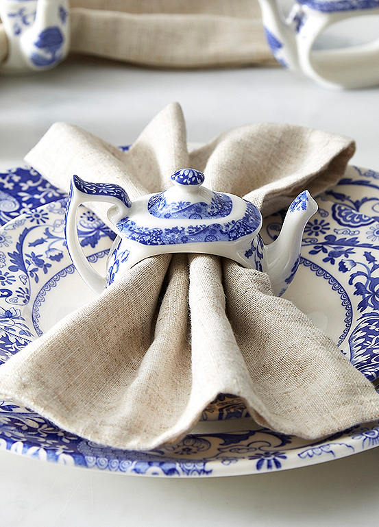 Spode Set of 4 Italian Teapot Napkin Rings - Blue | Freemans