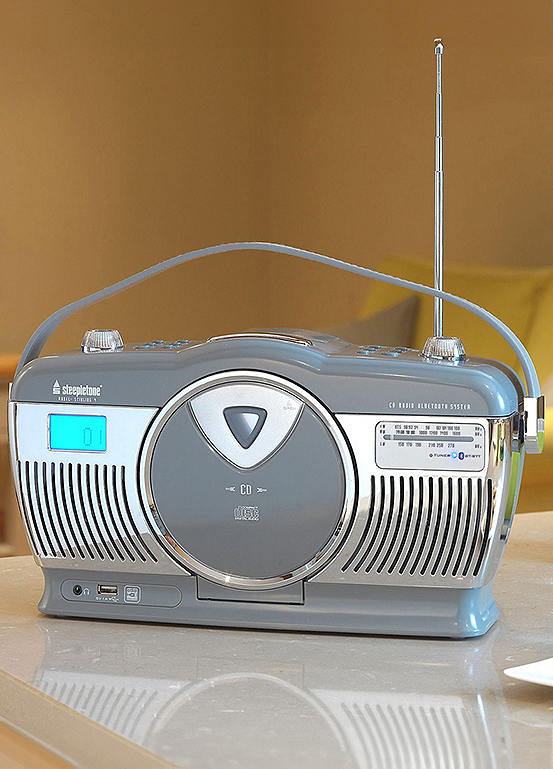Steepletone 3 Band Radio & CD Player with Bluetooth - Grey | Freemans