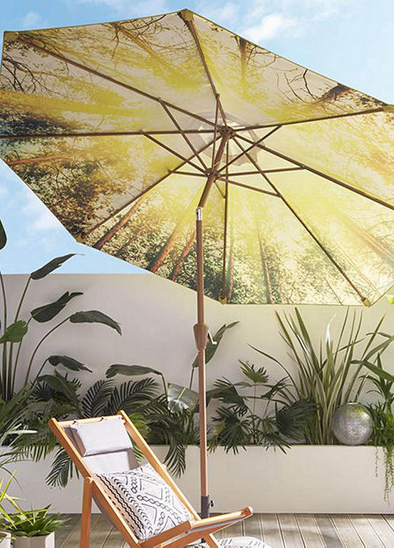 Suntime Sunlit Forest Print Parasol | Freemans