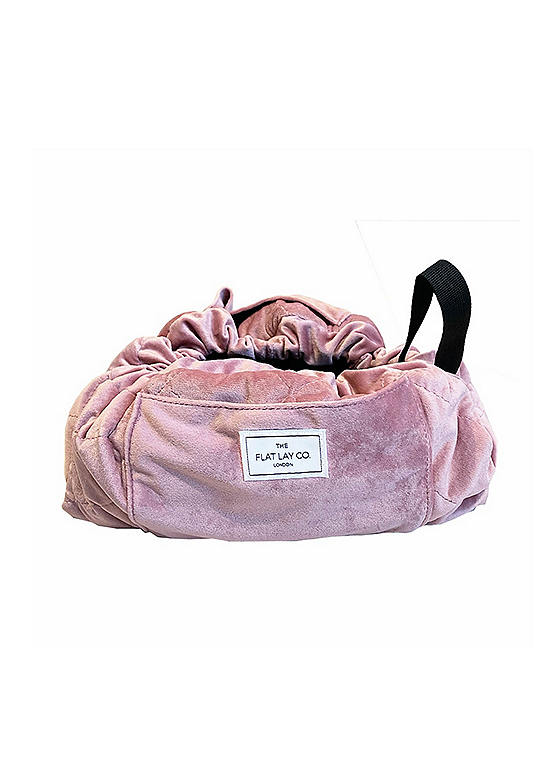 The Flat Lay Co. Pink Velvet Open Flat Makeup Bag | Freemans