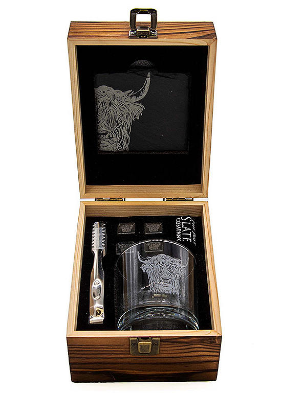 The Just Slate Company Highland Cow Printed Whisky Tumbler & Engraved ...