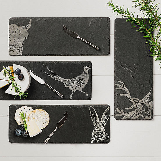 The Just Slate Company Set of 4 Mini Slate Cheese Boards & Mini ...