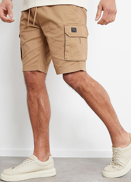 Threadbare Cotton Jogger Style Cargo Shorts With Stretch | Freemans