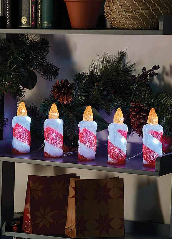 Three Kings Set of 5 InLit Ice Flickering Candles | Freemans