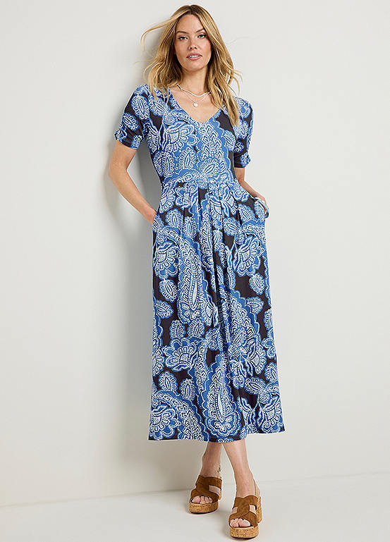 Together Blue Paisley Jersey Dress | Freemans