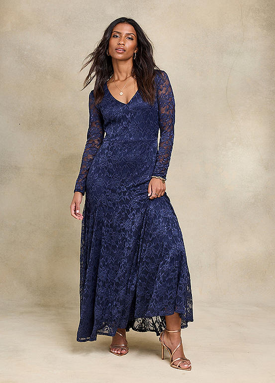 Together Navy Lace Maxi Dress | Freemans