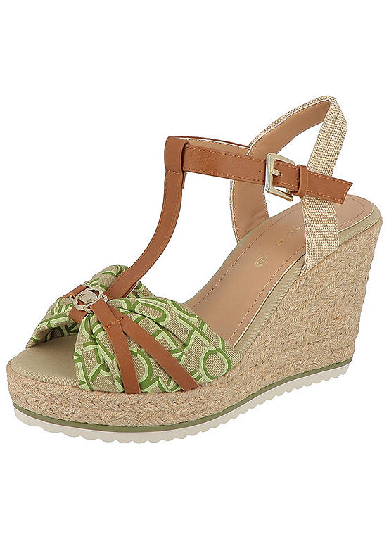 Tom Tailor Logo Print Wedge Heel Sandals | Freemans