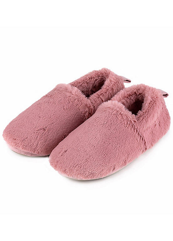 Totes Pink Ladies Faux Fur Full Back Slippers | Freemans