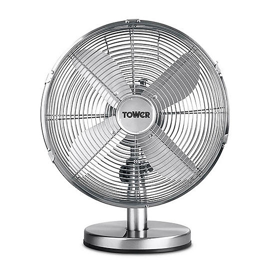 Tower 12-Inch Desk Fan - Chrome | Freemans