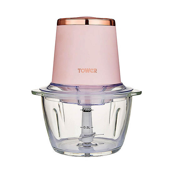 Tower Cavaletto 1L Glass Bowl Chopper T12058PNK - Marshmallow Pink and ...