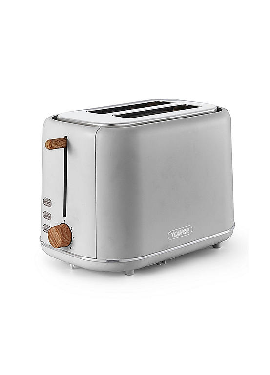 Tower T20027GRY Scandi 800W 2 Slice Toaster - Dove Grey | Freemans