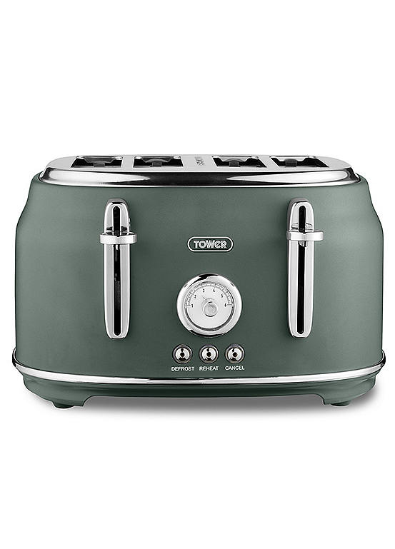 Tower T20065FOR Renaissance 4 Slice Toaster - Forest Green | Freemans