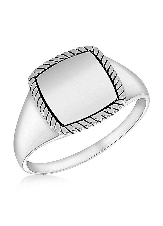 Tuscany Silver Sterling Silver Twist-Edge Square Signet Ring | Freemans