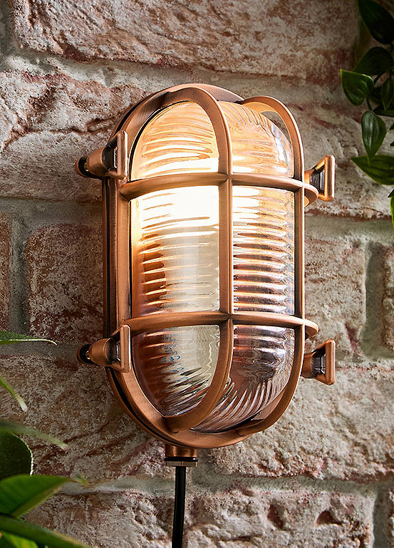 ValueLights Bow Copper Oval Bulkhead Outdoor Wall Light - IP64 Rated ...