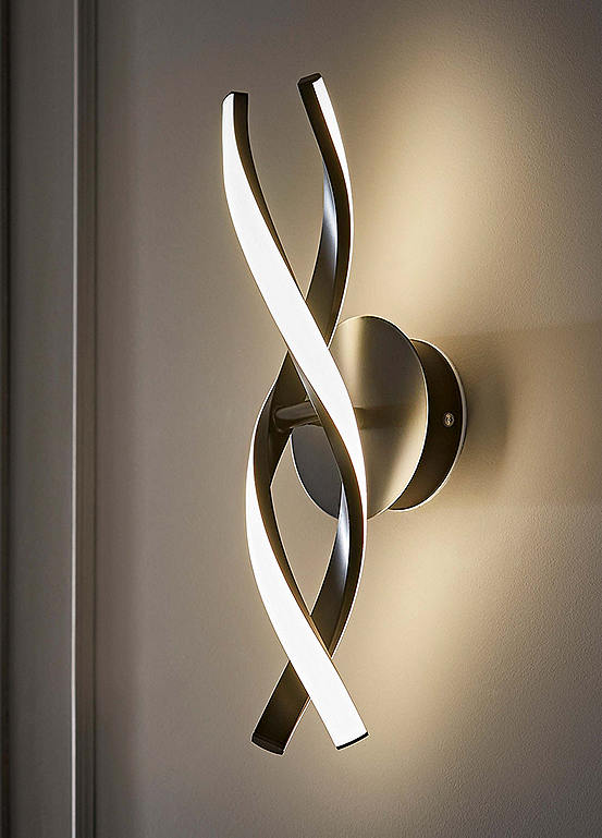 ValueLights Infinity IP44 Matt Black Double Twist Integrated LED Wall ...