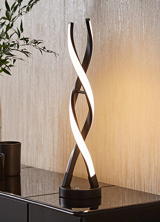 ValueLights Infinity Matt Black Double Twist Integrated LED Table Lamp ...