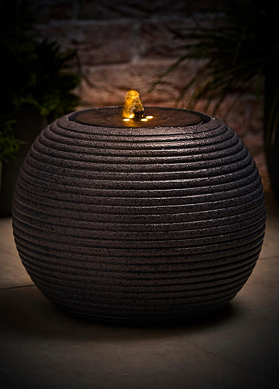 ValueLights Round Ribbed Ball Solar Water Feature | Freemans