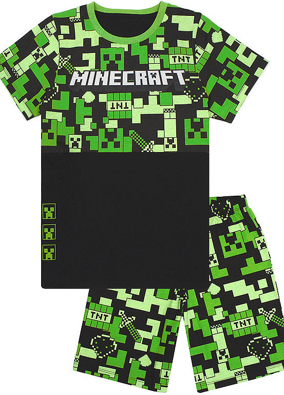 Vanilla Underground Minecraft Boys Green Short Sleeve Short Leg Pyjama ...