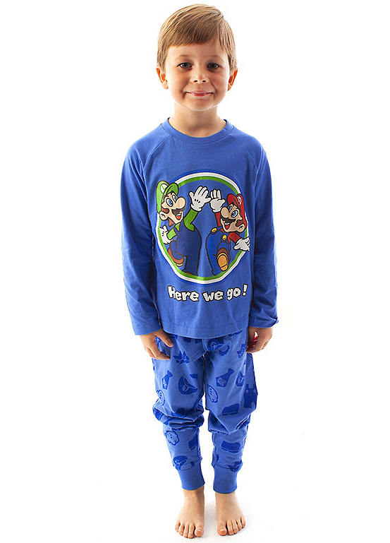 Vanilla Underground Nintendo Boys Blue Long Sleeve Long Leg Pyjama Set ...
