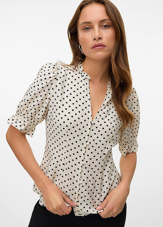 Vero Moda Iris V-Neck Polka Dot Blouse | Freemans