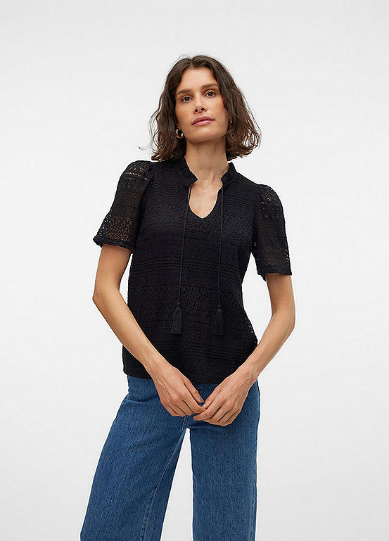 Vero Moda Lace Puff Sleeve Top | Freemans