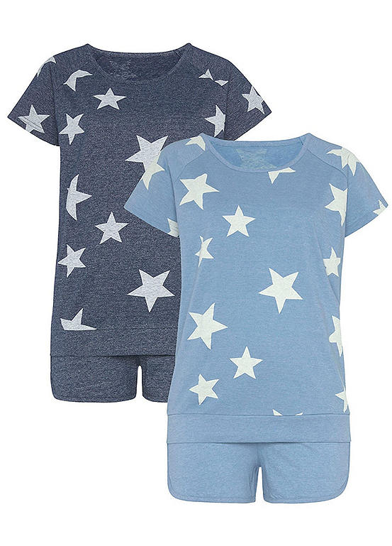 Vivance Dreams Pack of 2 Star Print Shorty Pyjamas | Freemans