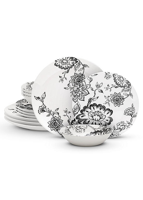 Wade Pottery 12 Piece Wade Botanical Night Dinnerware Set | Freemans