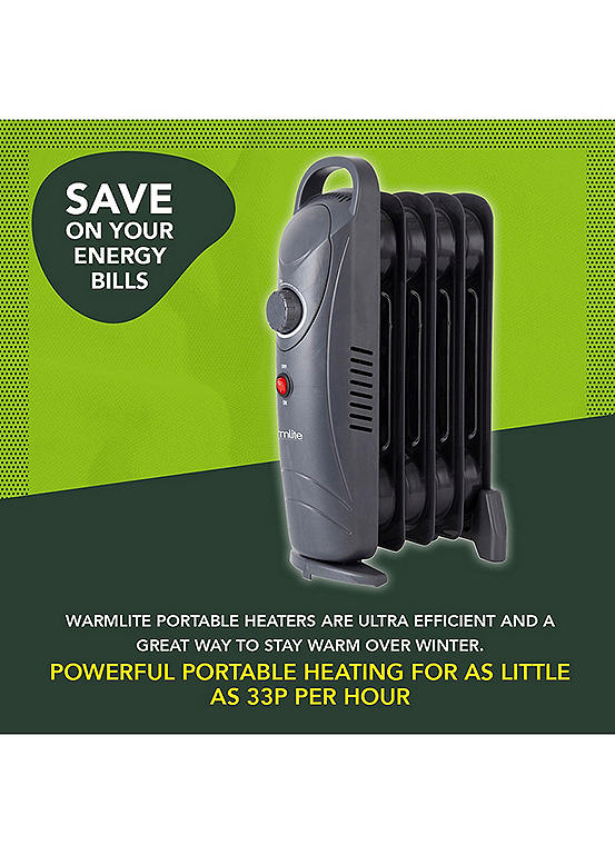 Warmlite 650W Oil Filled Radiator - Dark Titanium | Freemans