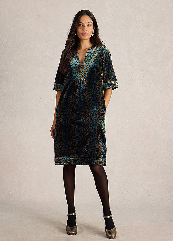 White Stuff Ash Velvet Mix Dress | Freemans