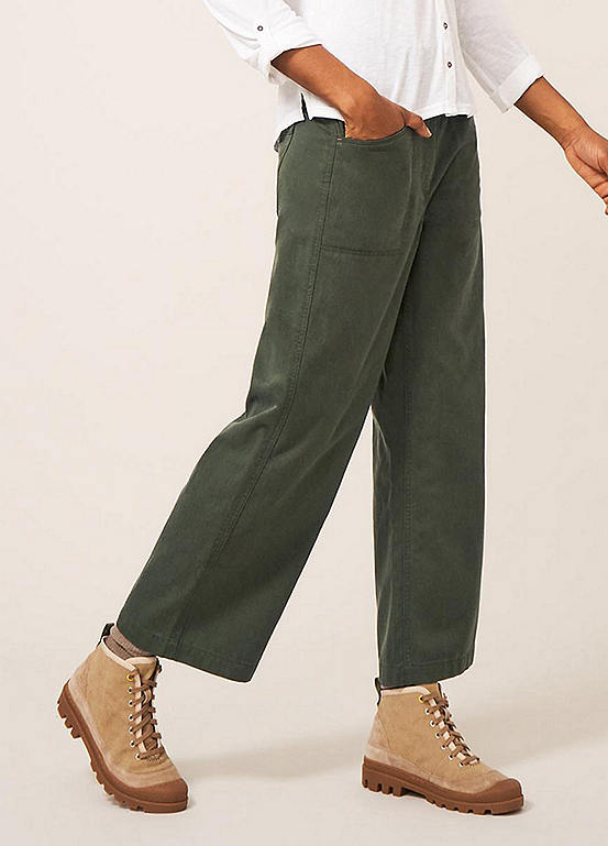 White Stuff Harper Green Wide Leg Trousers | Freemans