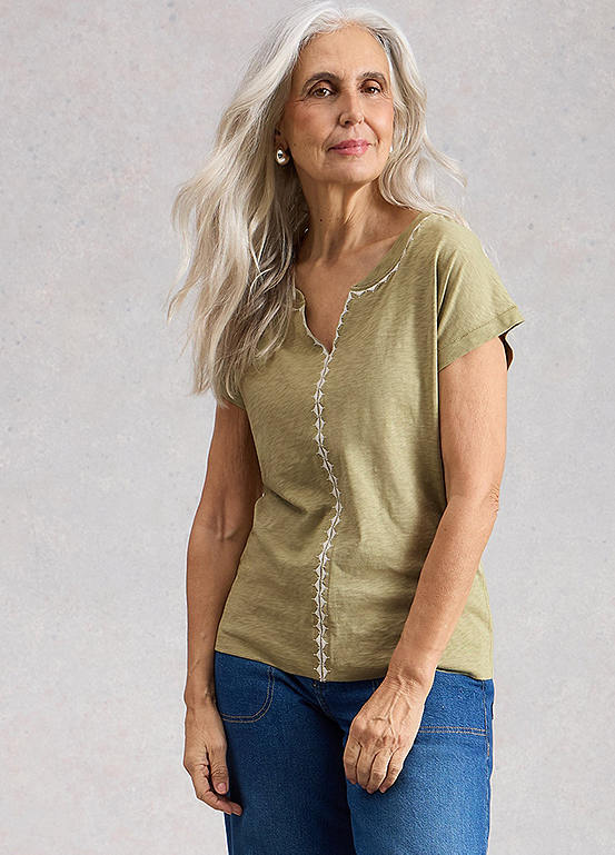 White Stuff Nelly Plain Embroidered Tee | Freemans