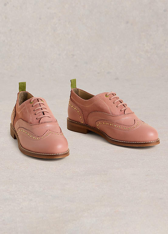 White Stuff Pink Thistle Studded Lace-Up Brogue Shoes | Freemans