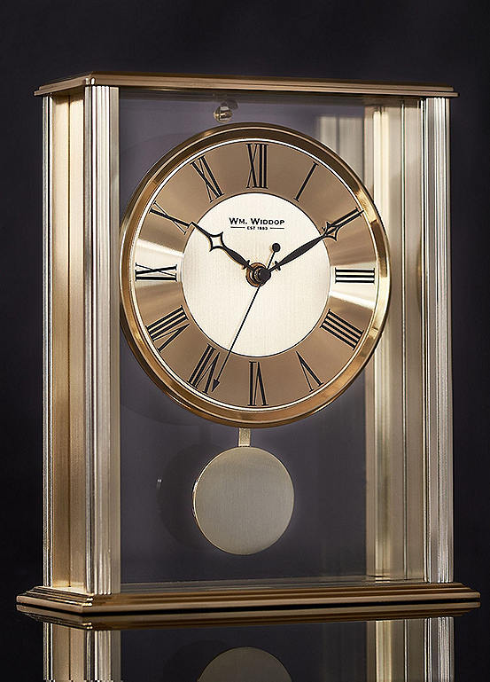 William Widdop Gold Mantel Clock with Pendulum | Freemans