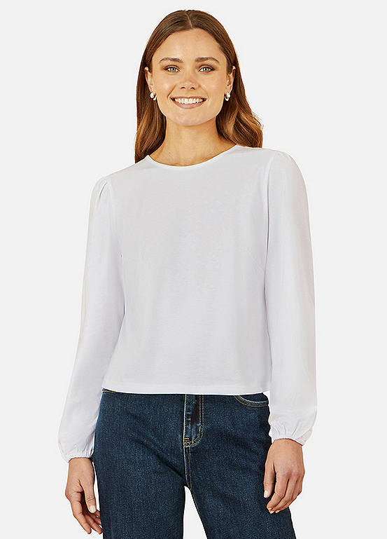 Yumi Stretch Cotton Jersey Long Sleeve Top | Freemans