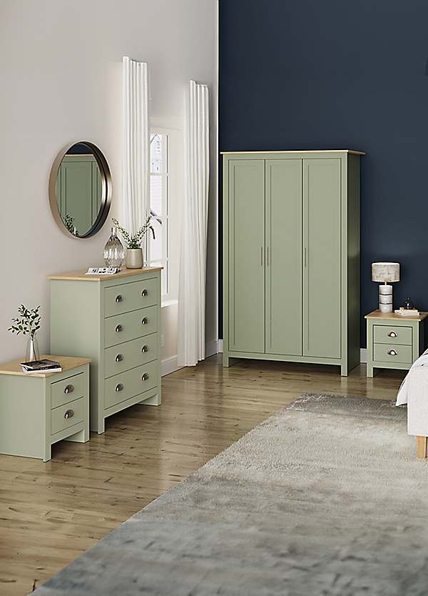 Lancaster 3 Door Wardrobe 4 Drawer Chest Two 2 Drawer Bedside Chests Bedroom Furniture Set Freemans