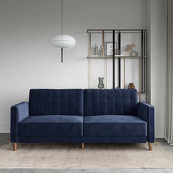 Pin Tufted Transitional Velvet Futon Freemans