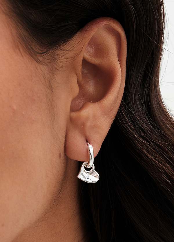 Silver huggie drop earrings store
