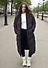 AX Paris Chocolate Hooded Puffer Coat with Zip Front Pockets | Freemans