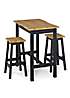 Corona Live Edge Large Rectangular High Breakfast Bar Table & 2 Stool ...