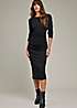 Freemans Black Ruched Detail Midi Dress | Freemans