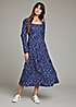 Freemans Navy Spot Print Midi Dress | Freemans