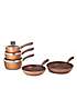 JML Copper Stone 5 Piece Saucepan and Frying Pan Set | Freemans