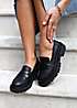 Linzi Ivan Black Faux Leather Classic Chunky Loafers | Freemans