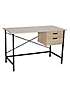 Loft Office 2 Drawer Oak Effect Desk With Metal Legs | Freemans